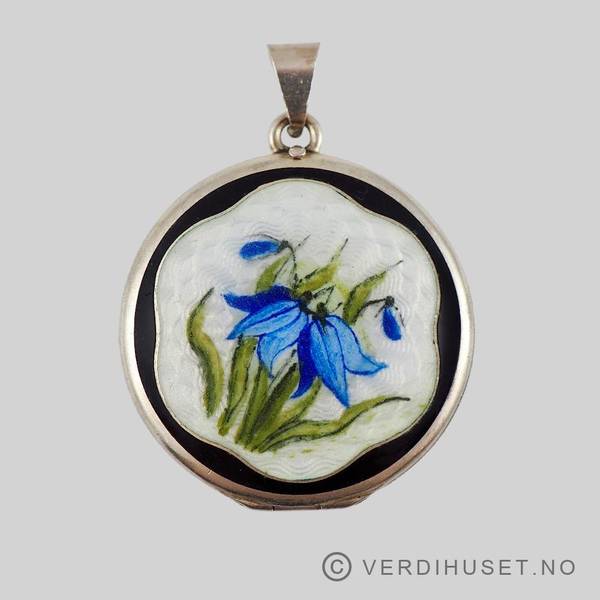 Anheng/Medaljong i sølv med emalje - Verdihuset