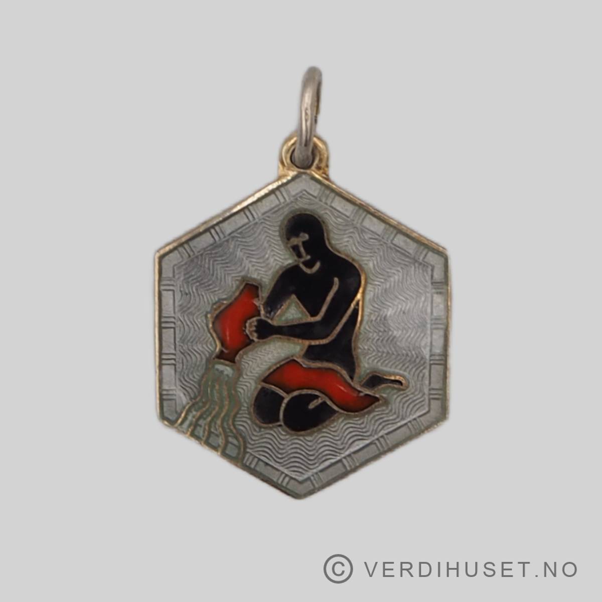 Anheng i forgylt sølv med emalje, Stjernetegn Vannmannen - Verdihuset